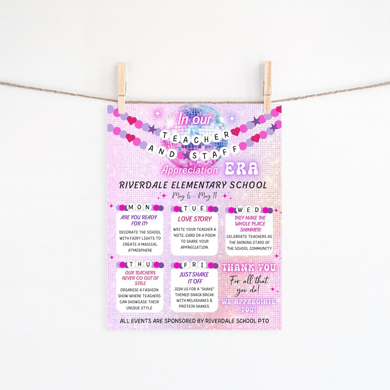 Teacher and Staff Appreciation Week Theme Flyer, Editable Canva ...