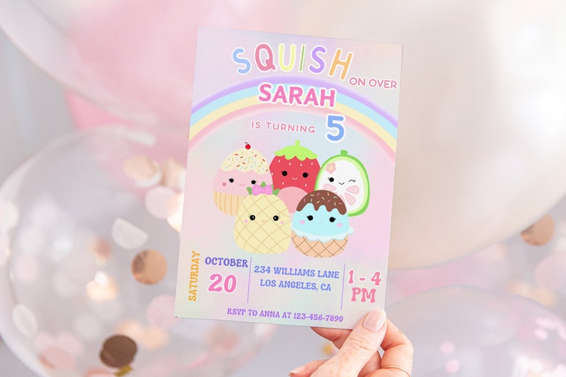Squish Birthday Invitation, Squishy EDITABLE Invite , Instant Download ...