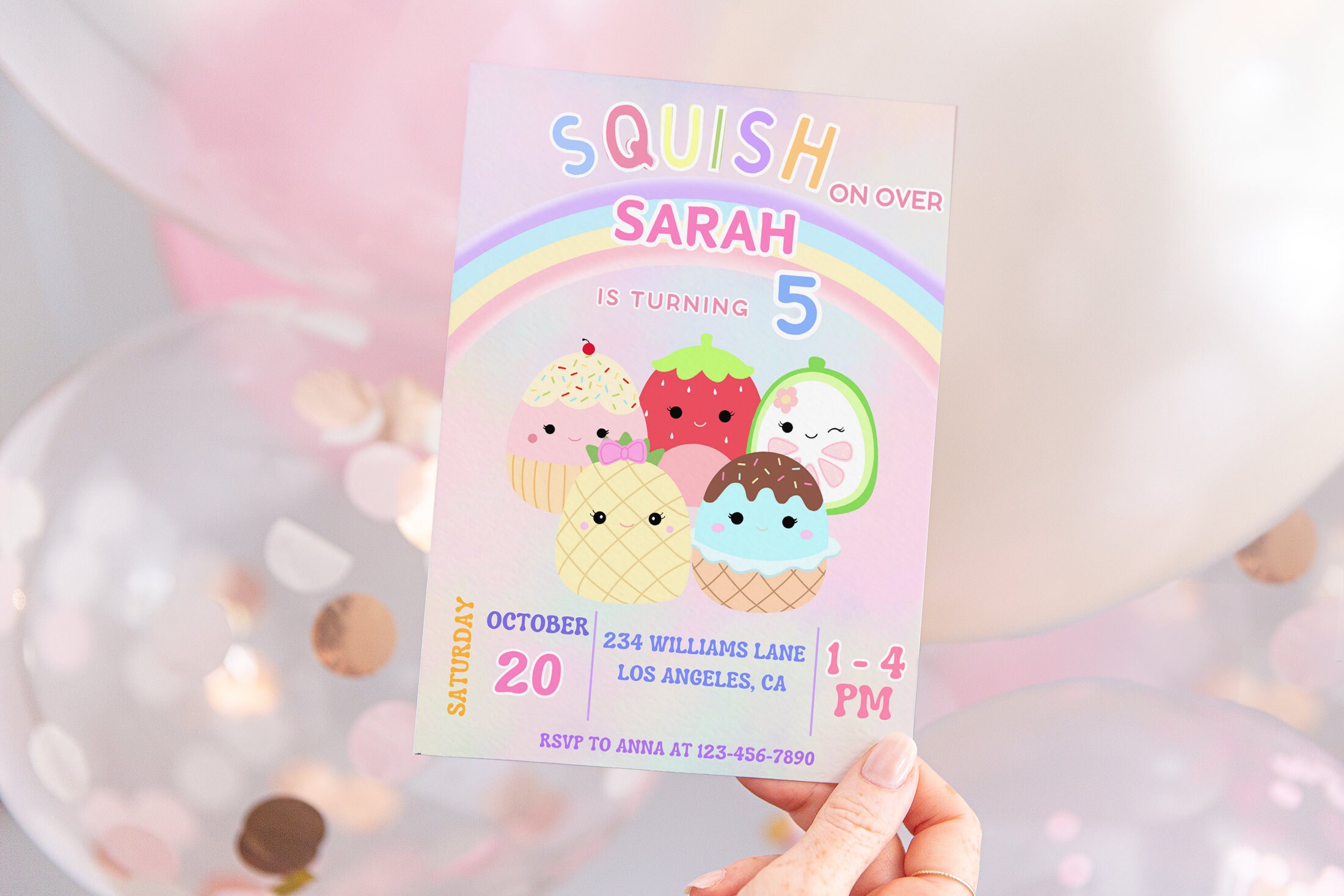 Squish Birthday Invitation, Squishy EDITABLE Invite , Instant Download ...