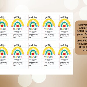 Teacher Appreciation Week Gift Tag, Printable End of School Year Favor ...