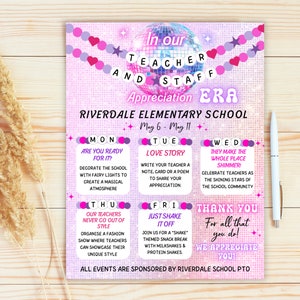 Teacher and Staff Appreciation Week Theme Flyer, Editable Canva ...