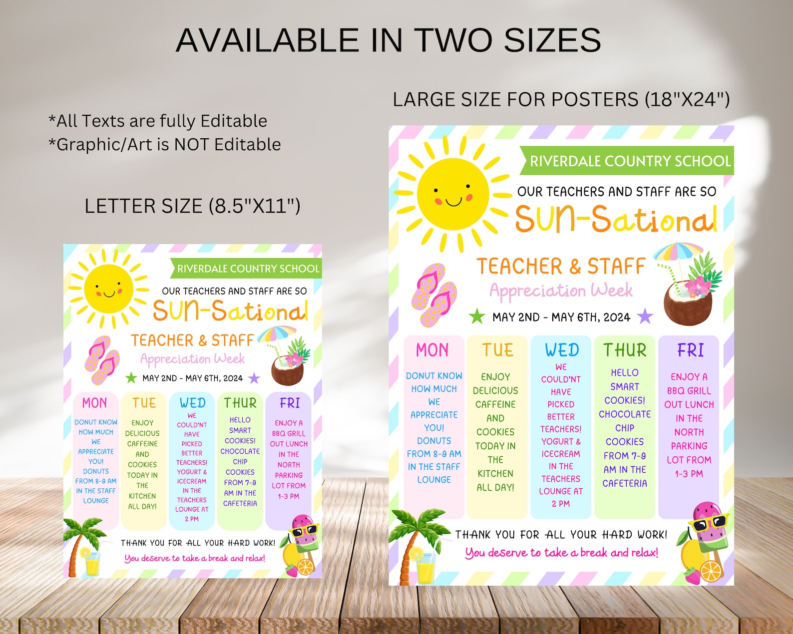 Editable Teacher Appreciation Week Itinerary Poster Teachers Staff ...