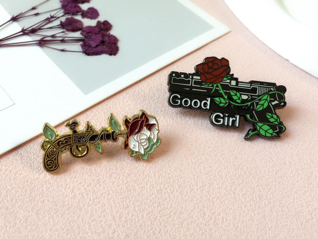 Rose Enamel Pin | Good Girl Pin Badge | Lapel Pin | Collar Pin | Enamel ...