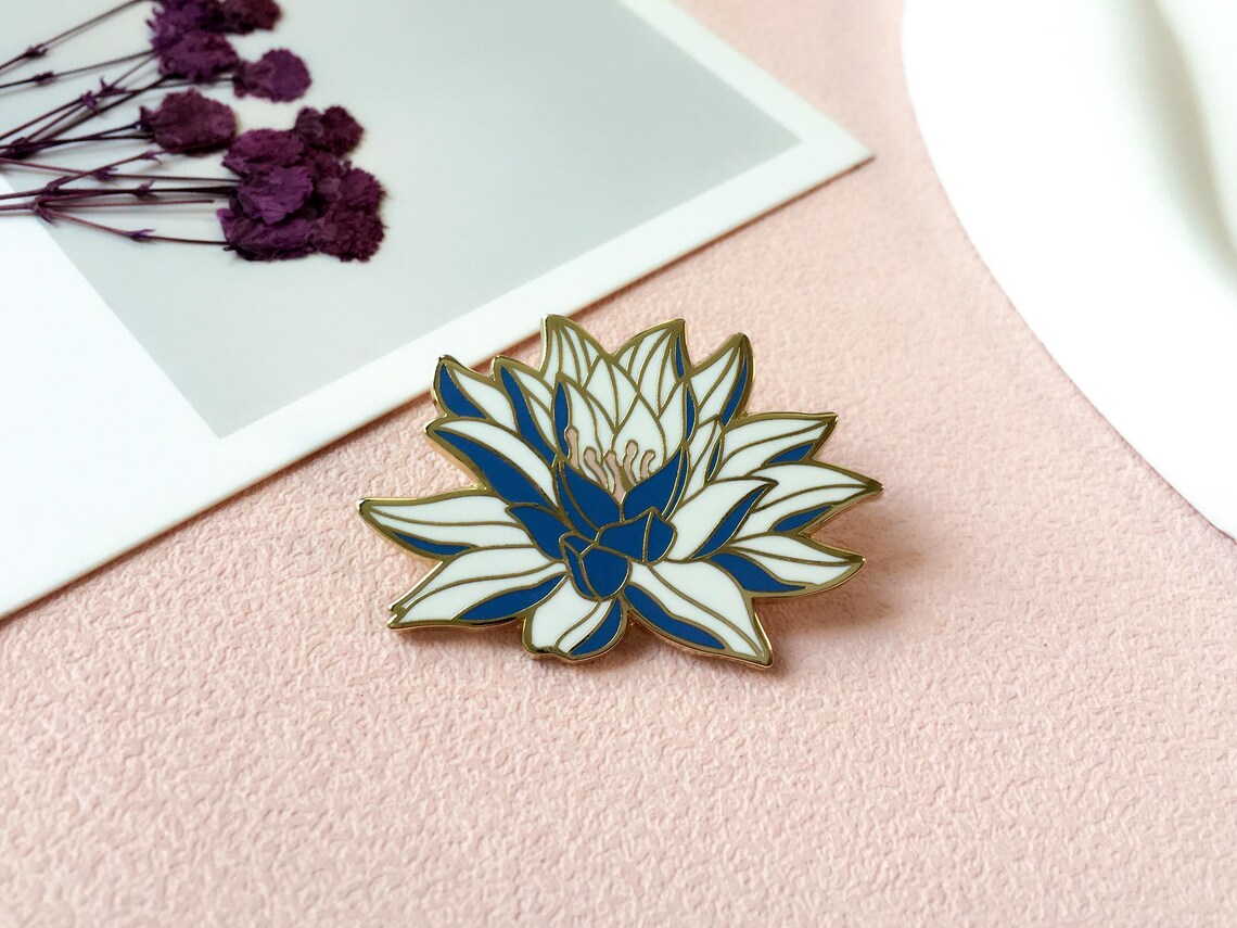White Lotus Enamel Pin | Flower Pin Badge | Lapel Pin | Collar Pin ...