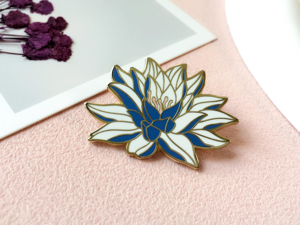 White Lotus Enamel Pin | Flower Pin Badge | Lapel Pin | Collar Pin ...