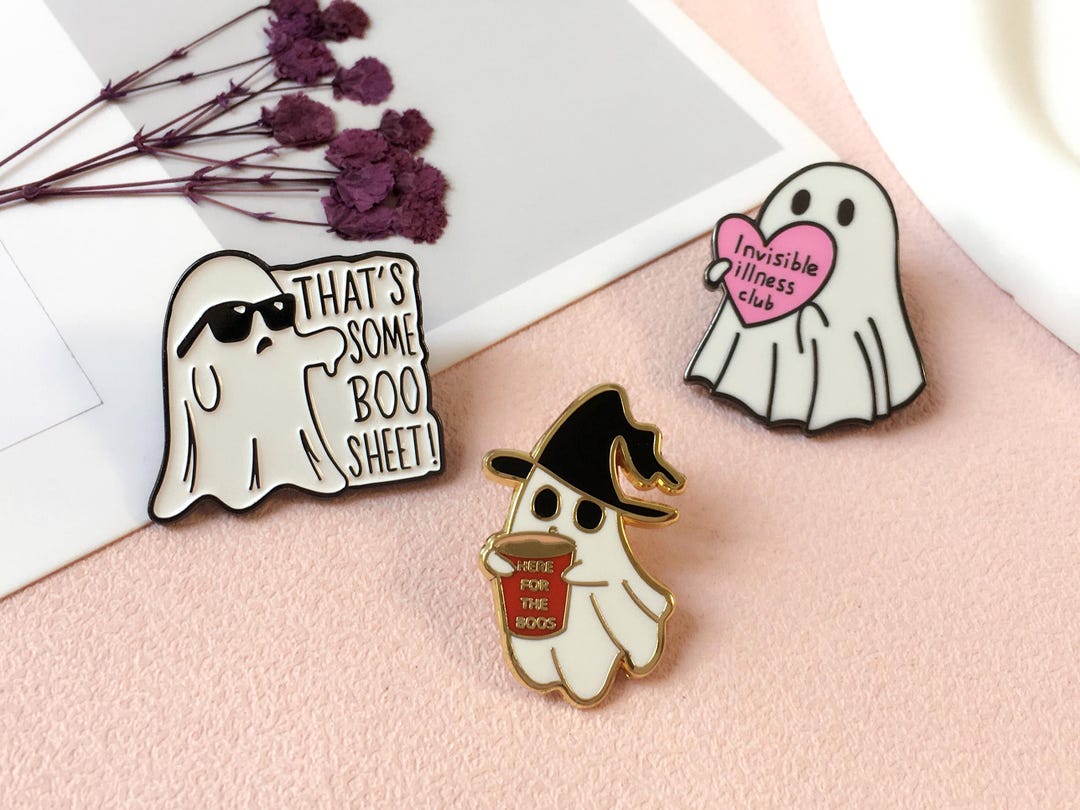Cute Ghost Enamel Pin | Halloween Pin Badge | Lapel Pin | Collar Pin ...