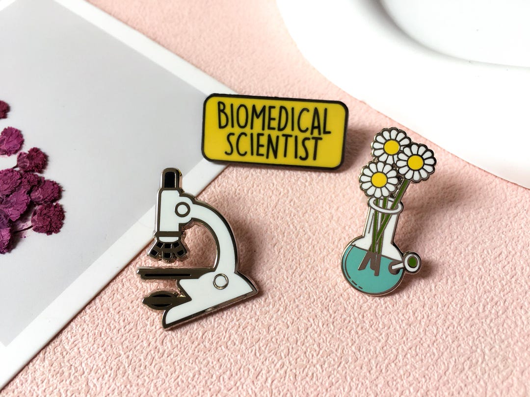 Microscope Beaker Biological Scientist Enamel Pin | STEM Pin Badge ...