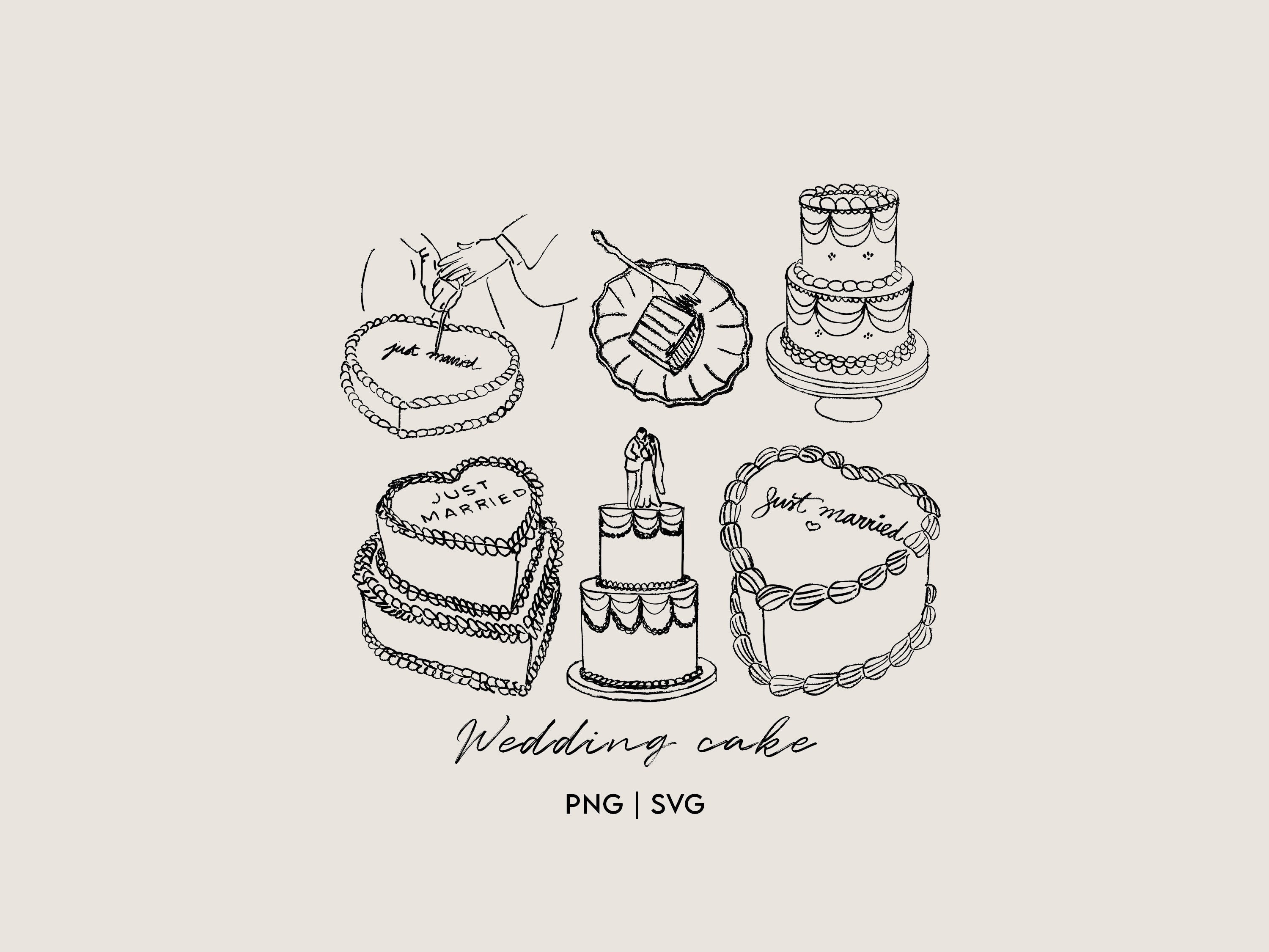 Wedding Cake Bundle Icons, Clipart Birthday Cake Icons PNG SVG Formats ...