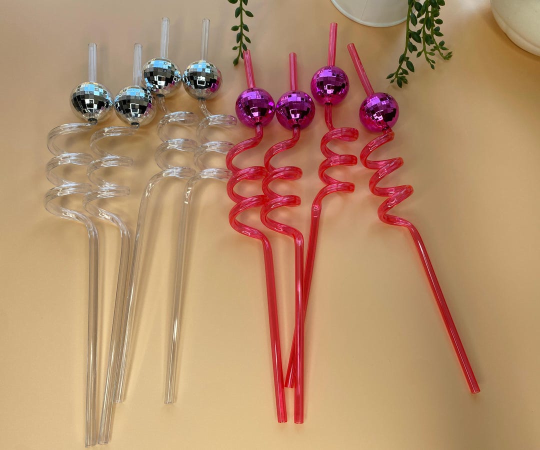 Disco Ball Swirly Straws: Retro 70's Party Decor (6PCS) - Etsy