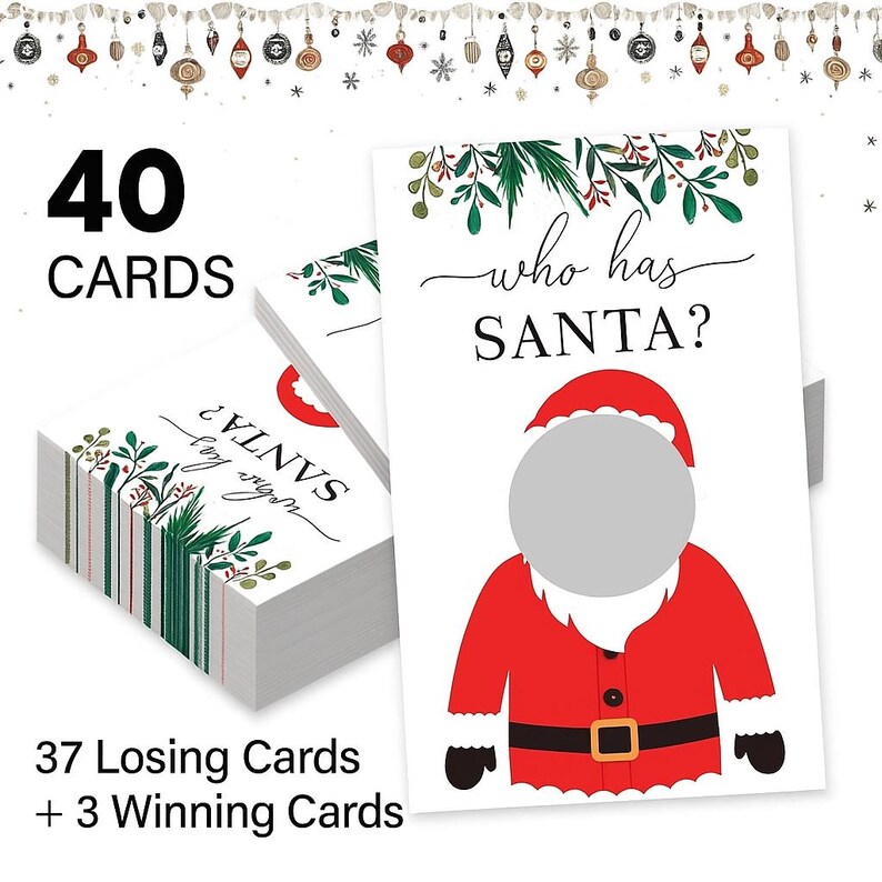 Who Has Santa Scratch off Game, 40 Cards With 3 Winners, Christmas ...