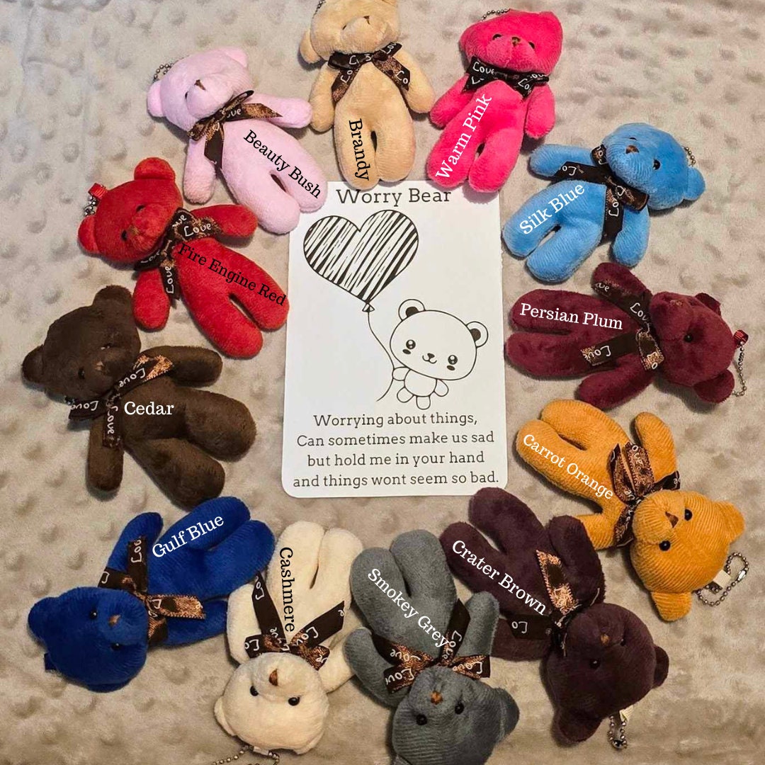 Cute Colourful Worry Bears Emotional Support Teddy Bears Vibrant Plush ...