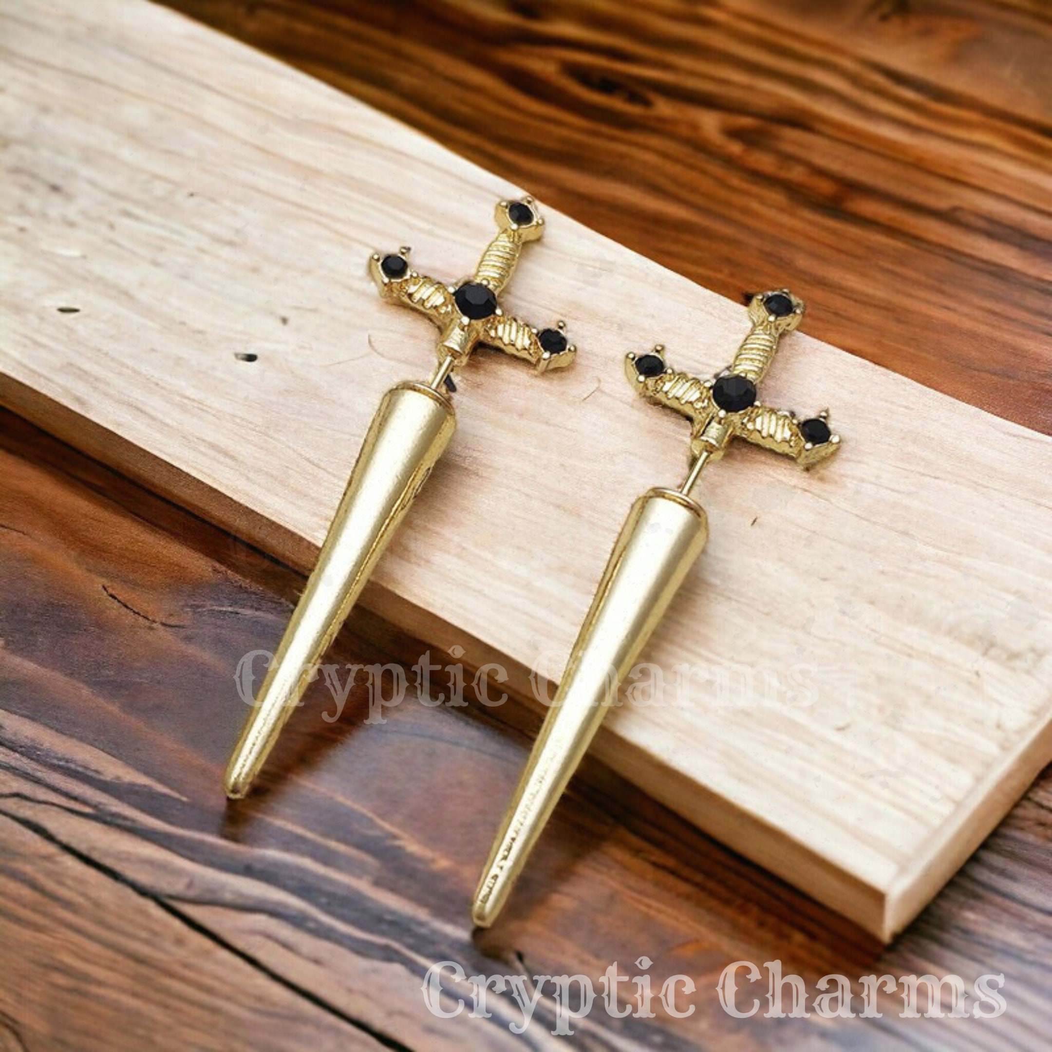 Sword Earrings: Dagger Earrings, Sword Front Back Ear Jackets, Emo Earrings, Edgy Earrings, Goth ...