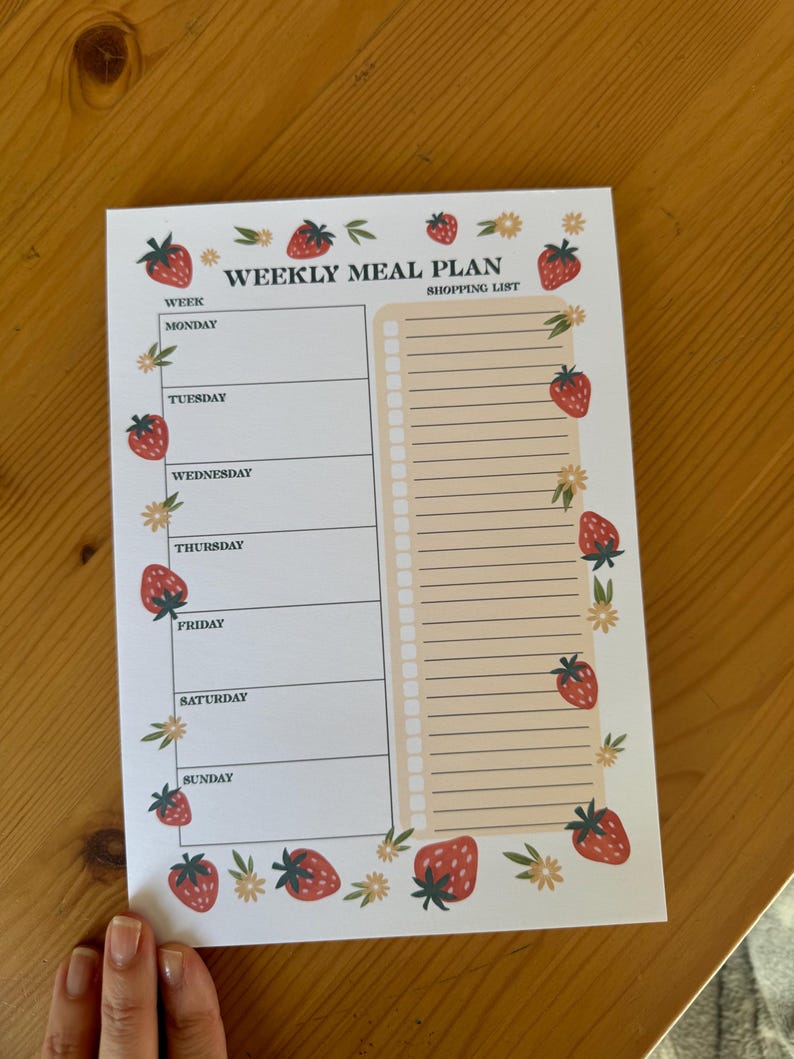 A5 Weekly Meal Planner Pad | Choose From Two Designs | Shopping List ...