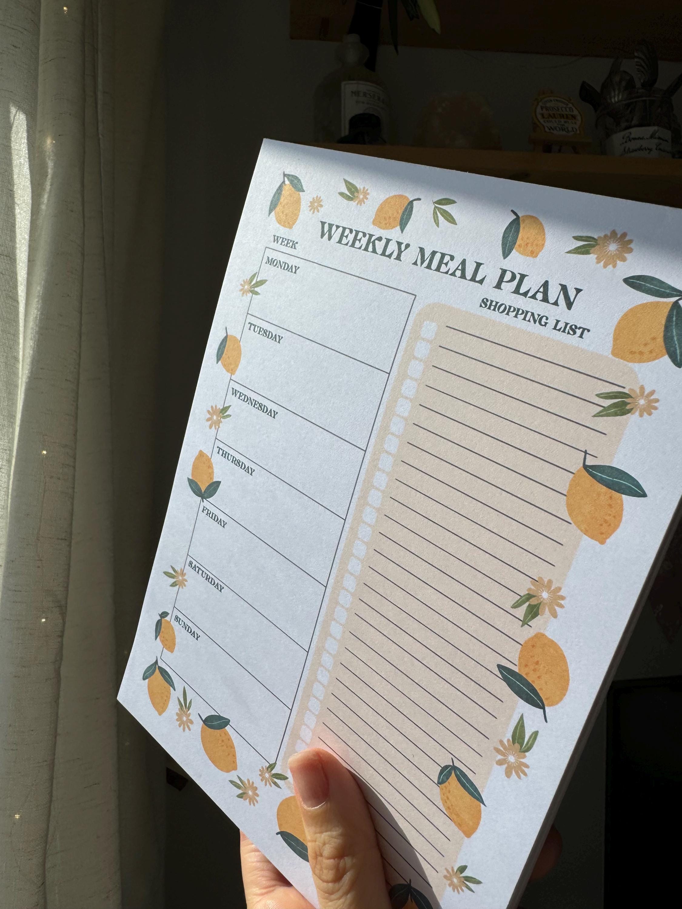 A5 Weekly Meal Planner Pad | Choose From Two Designs | Shopping List ...