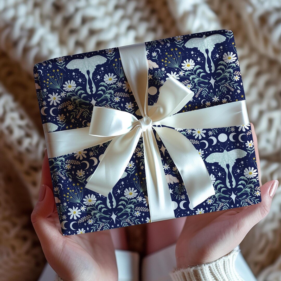 Moth Pattern Gift Wrap | Choose From Two Sizes - Celestial Moth Thick ...