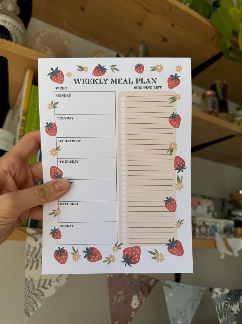 A5 Weekly Meal Planner Pad | Choose From Two Designs | Shopping List ...