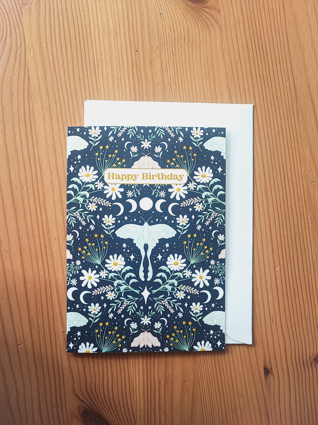 Celestial Moth Birthday Card Illustrated A6 Card Luna Moth Greeting ...