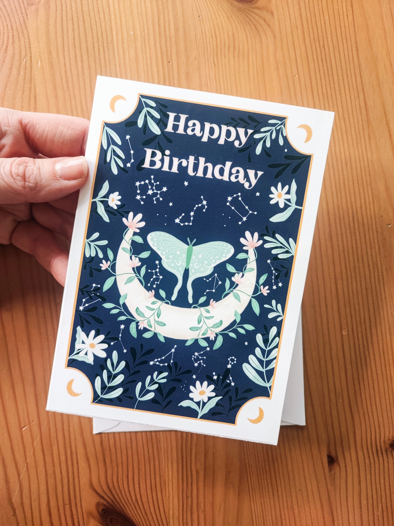 Celestial Moth Birthday Card | Illustrated A6 Card | Celestial Greeting ...