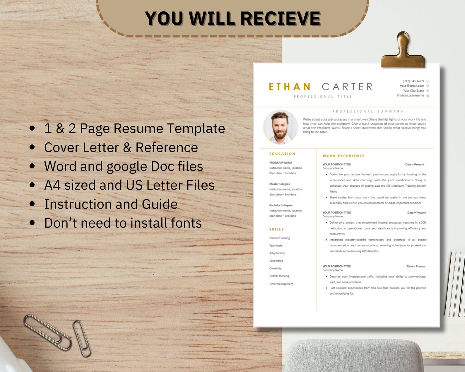 2024 Resume Template With Photo Google Docs, Resume Template Word ...