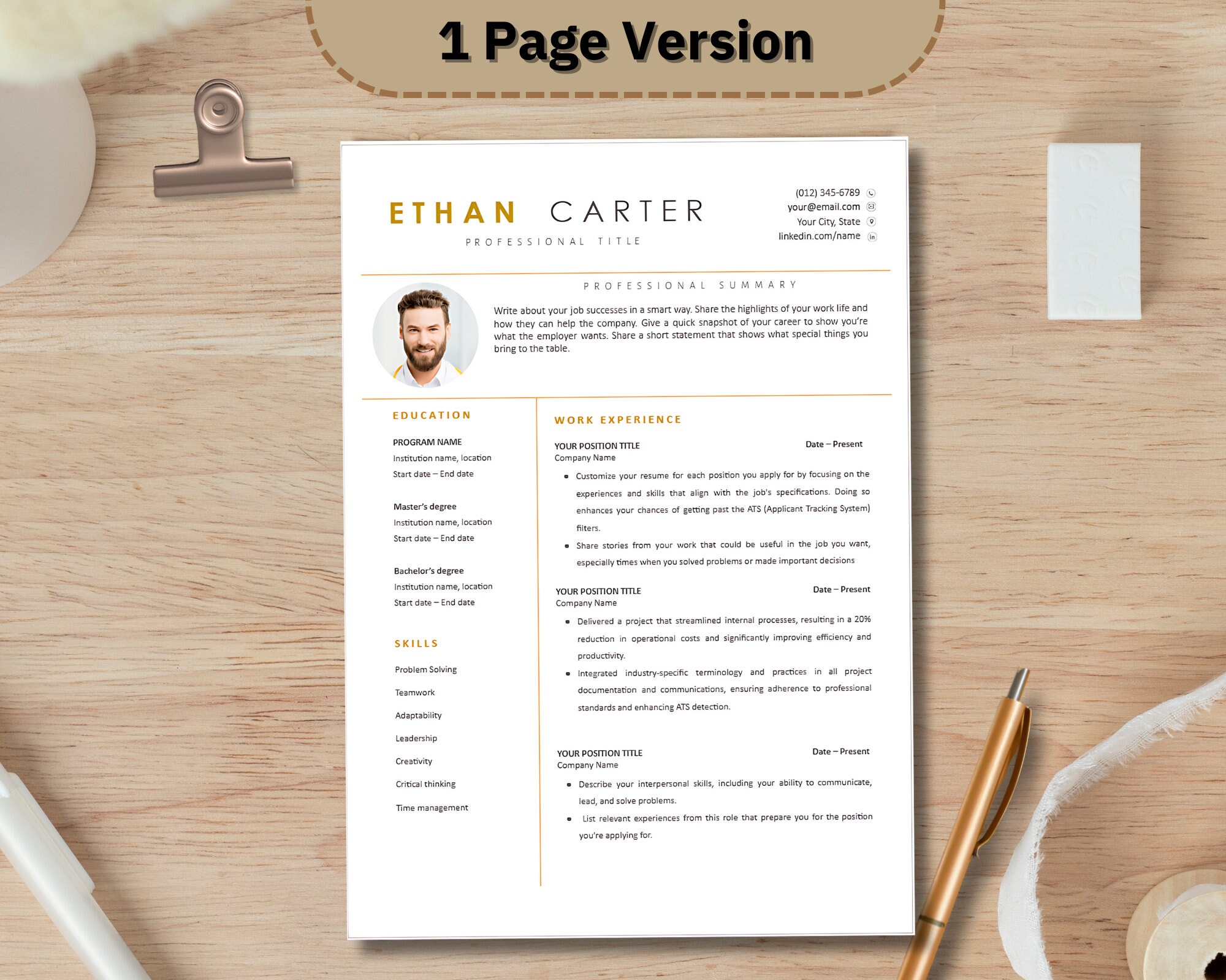 2024 Resume Template With Photo Google Docs, Resume Template Word ...