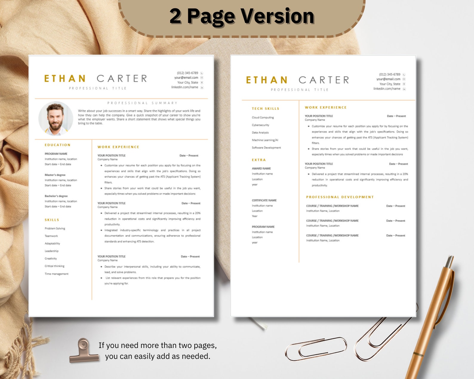 2024 Resume Template With Photo Google Docs, Resume Template Word ...
