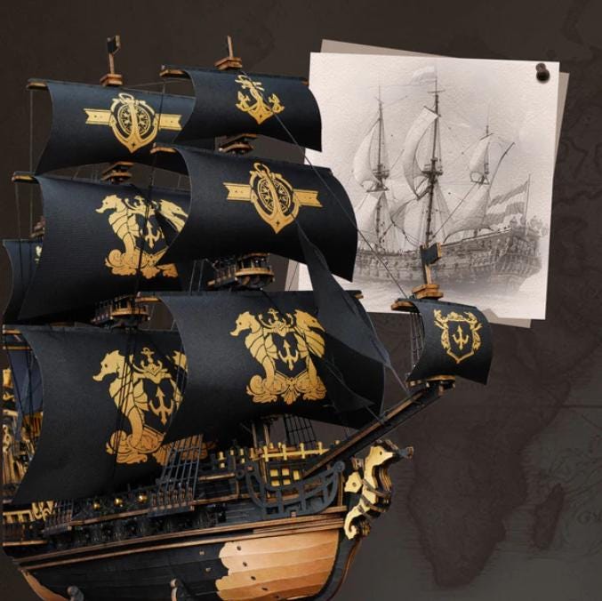 Seahorse Baroque 3D Wooden Puzzle Ship Kit • 603-piece DIY Model ...
