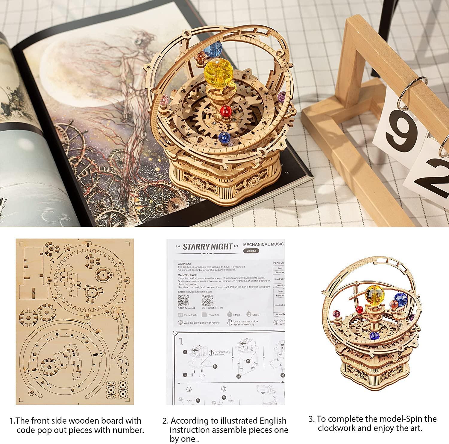 Solar System Music Box Kit | 3D Wooden Mechanical Orrery Model | DIY ...