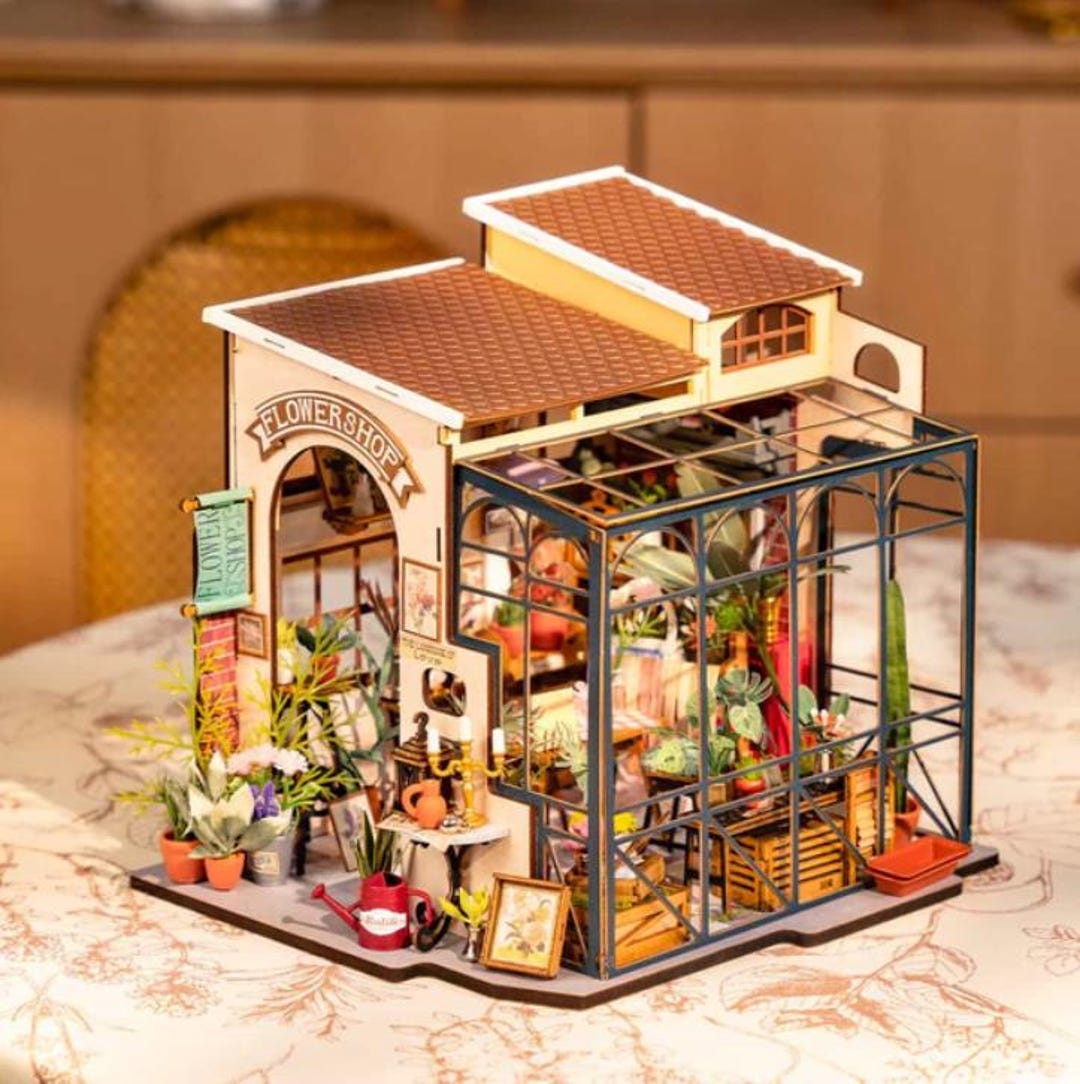 Emily’s Flower Shop DIY Miniature Dollhouse Kit • 1:16 Wooden Mini ...
