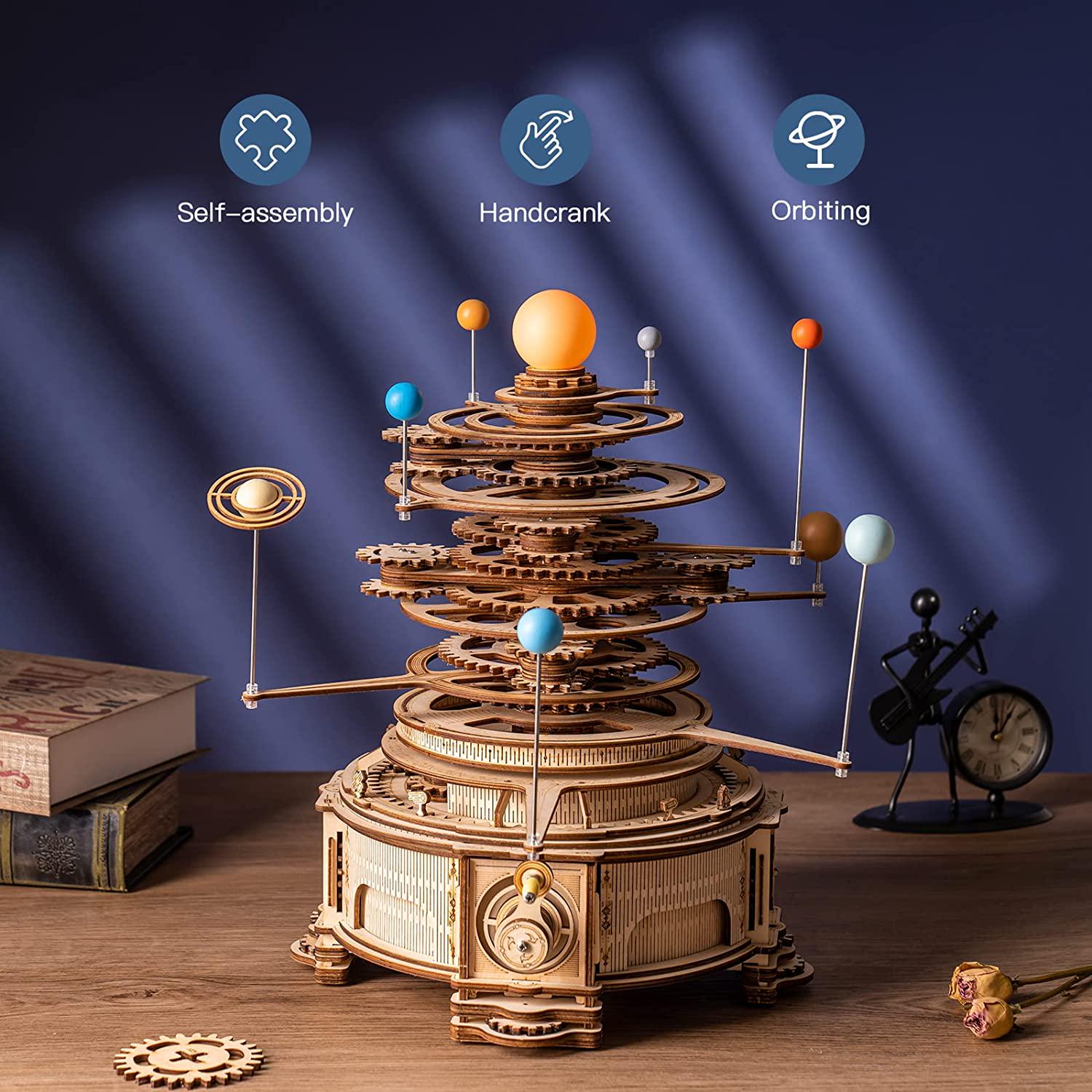 Solar System Planetarium | 3D Wooden Mechanical Puzzle Kit | DIY Orrery ...