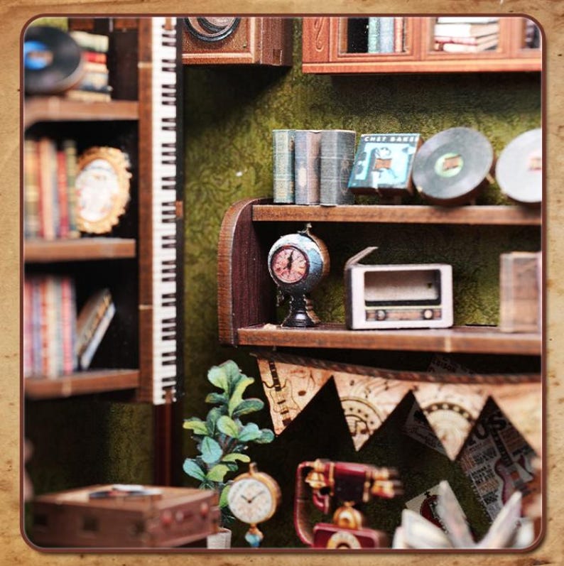 Memories Music Bookshop DIY Book Nook Kit – Miniature Bookshelf Insert ...