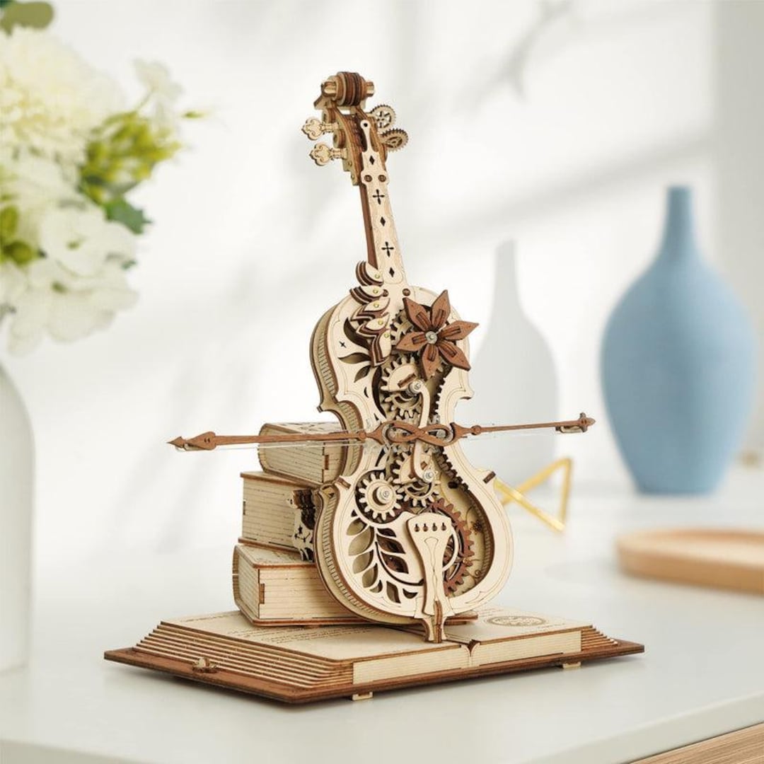 DIY Wooden Cello Music Box Kit: 3D Mechanical Puzzle, Self-playing - Etsy