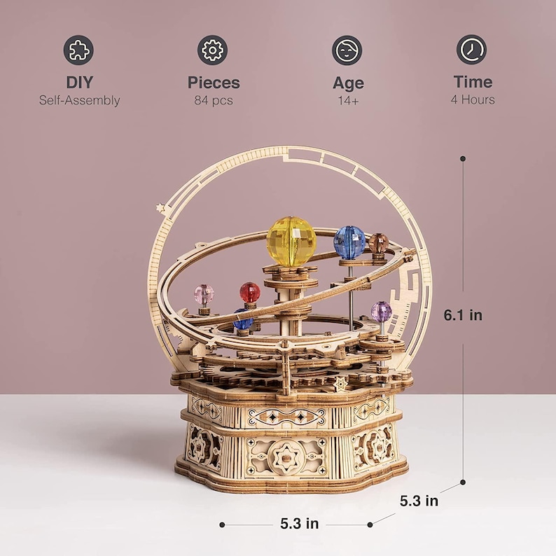 Solar System Music Box Kit | 3D Wooden Mechanical Orrery Model | DIY ...