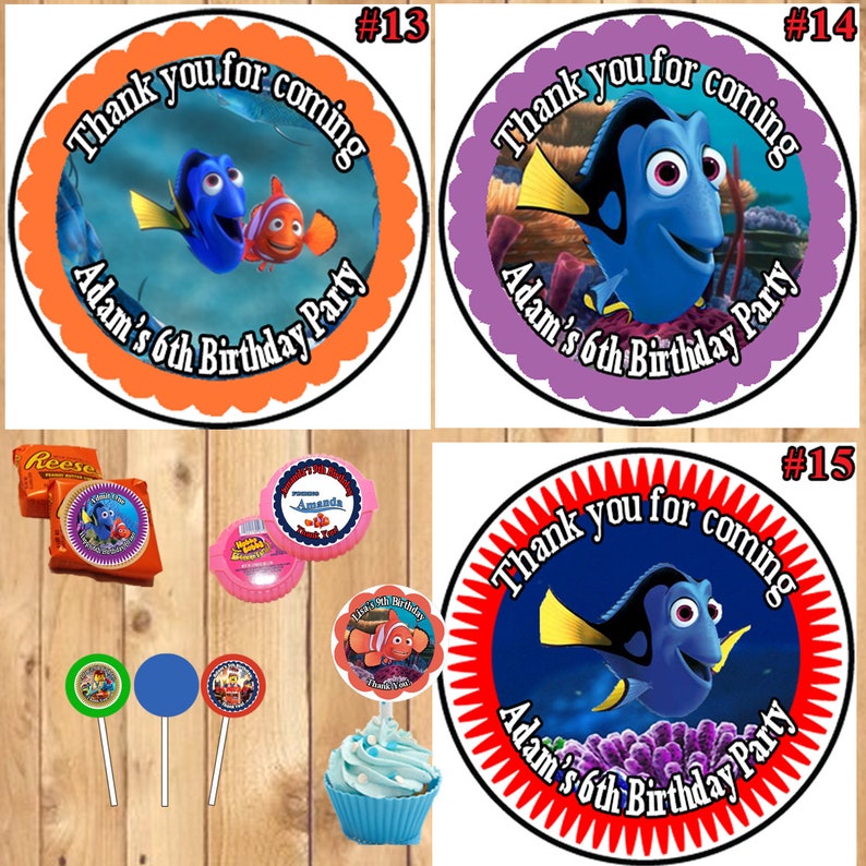Finding Dory Finding Nemo Birthday Stickers Round Favor 1 Sheet ...