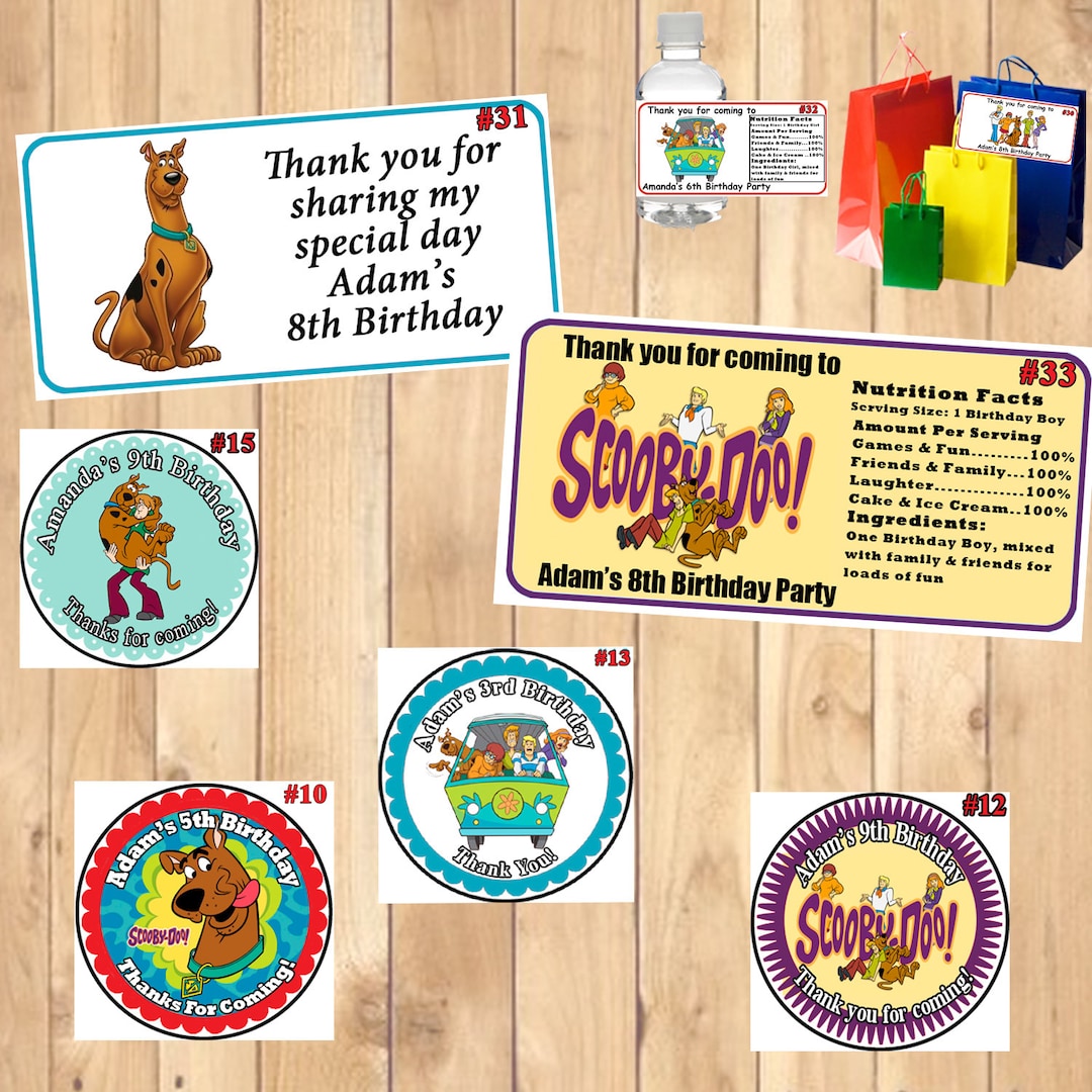 Scooby Doo Stickers 1 Sheet Round Rectangle Personalized Printed - Etsy