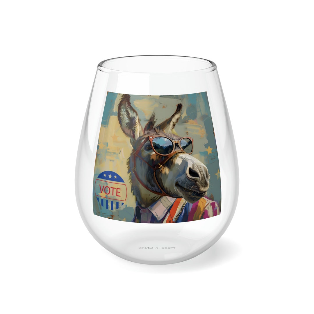Stemless Glass Wine Democratic Donkey Democratic Democratic Party ...