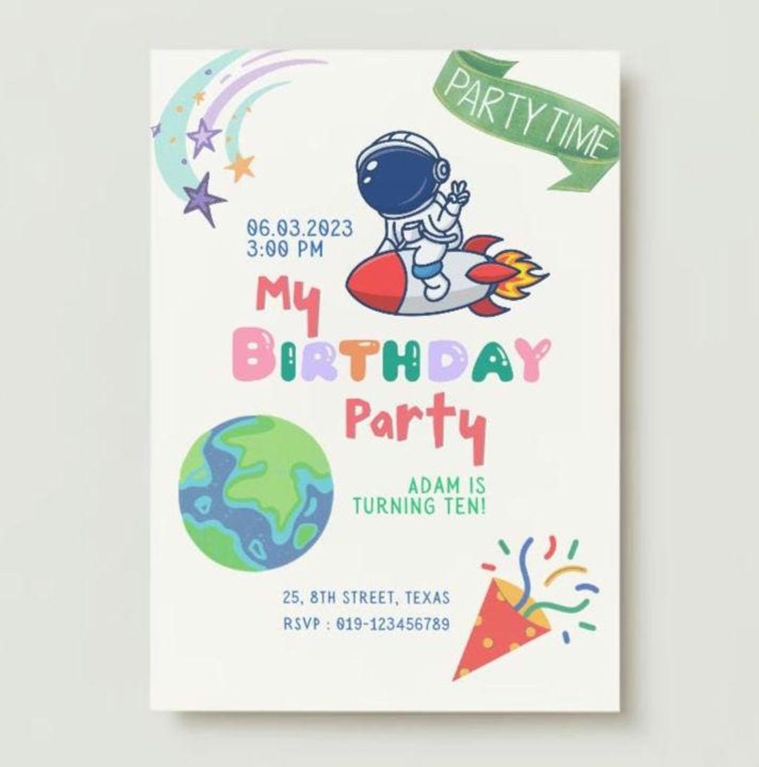 Boy's Birthday Invitation Card Aerospace - Etsy