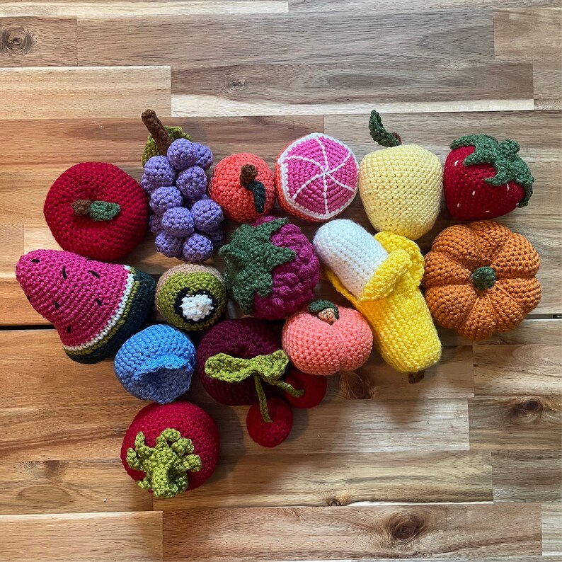 Crochet Fruits and Veggies. Crochet Fruit Set, Crochet Play Food ...