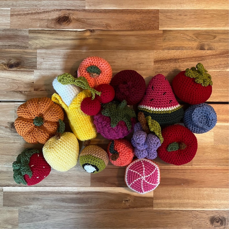 Crochet Fruits and Veggies. Crochet Fruit Set, Crochet Play Food ...