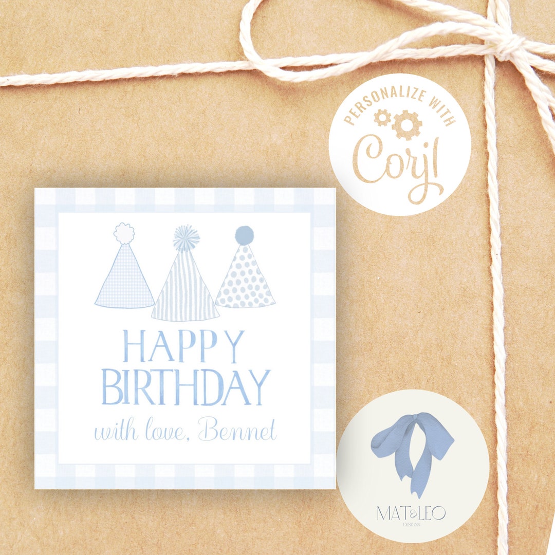 Printable Personalized Happy Birthday Gift Tag Kids Grandmillennial ...