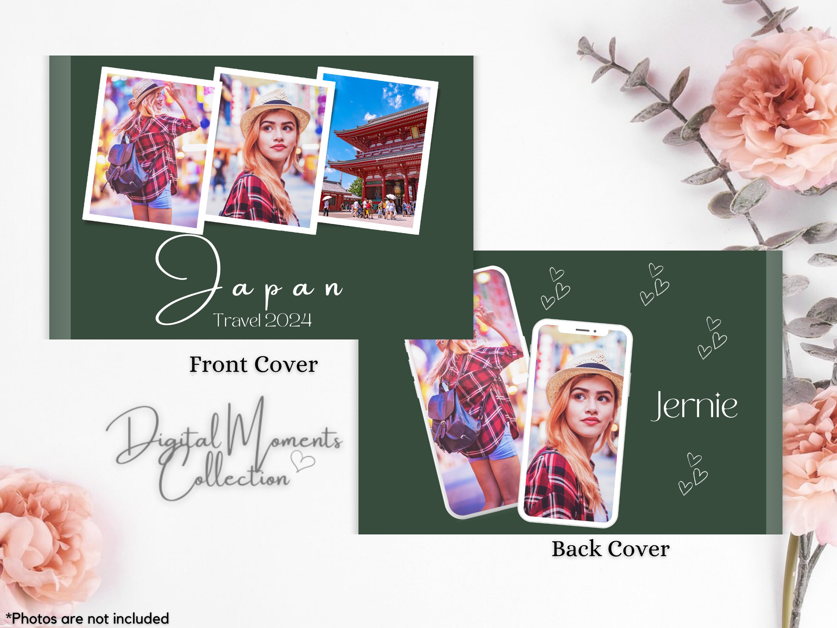 Travel Green Photo Book Canva Template Instant Download Customize ...