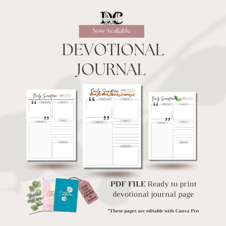 Devotional Journal Tracker Printable Prayer Journals Daily Bible ...