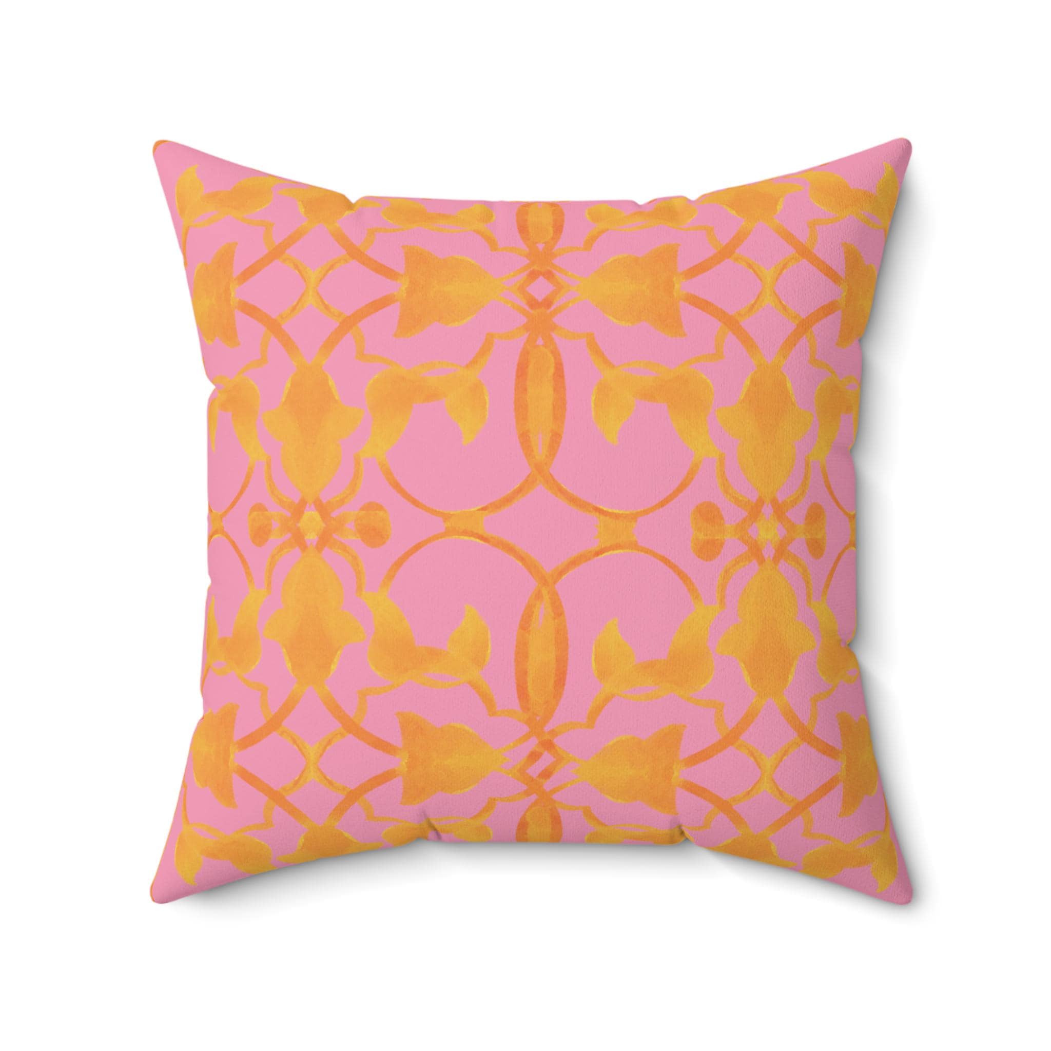 Pink Orange Watercolor Abstract Throw Pillow, Chinoiserie Chic, Trendy ...