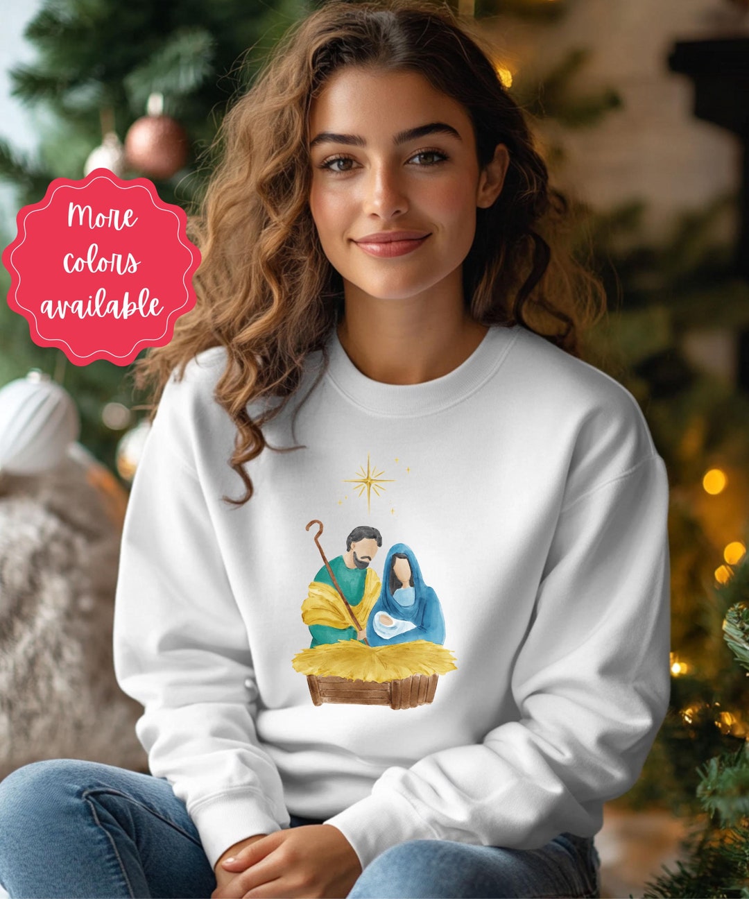 Nativity Sweatshirt, Christmas Religious Sweatshirt, Vintage Santa ...