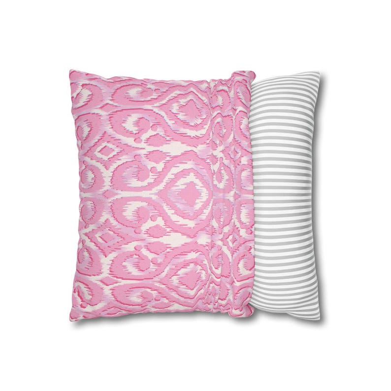 Pink Pattern Ikat Square Pillow Abstract Pillow, Chinoiserie Chic ...