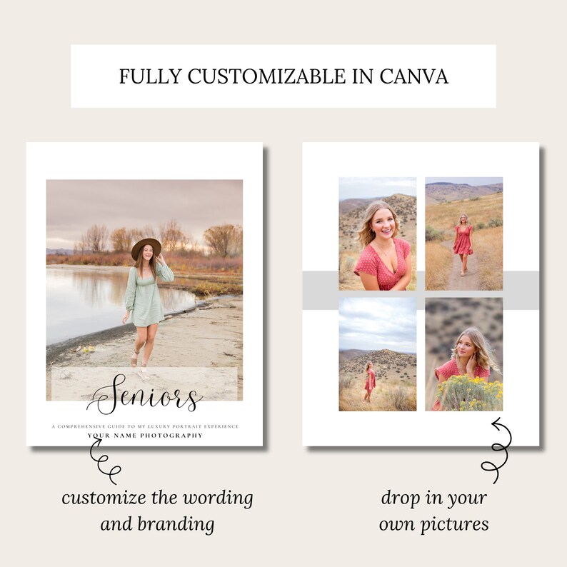Senior Photography Guide, CANVA Template, Style Guide, Marketing ...