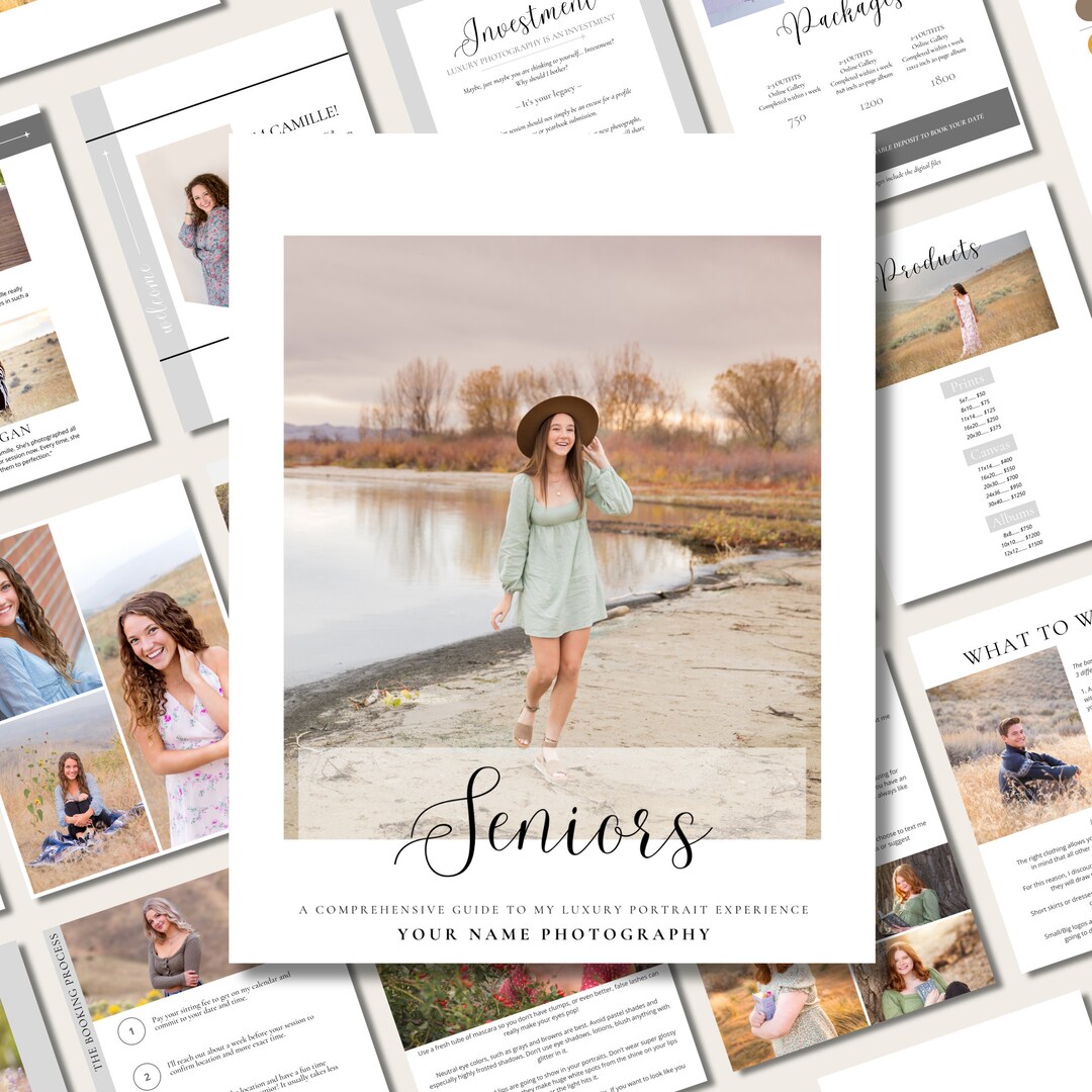 Senior Photography Guide, CANVA Template, Style Guide, Marketing ...