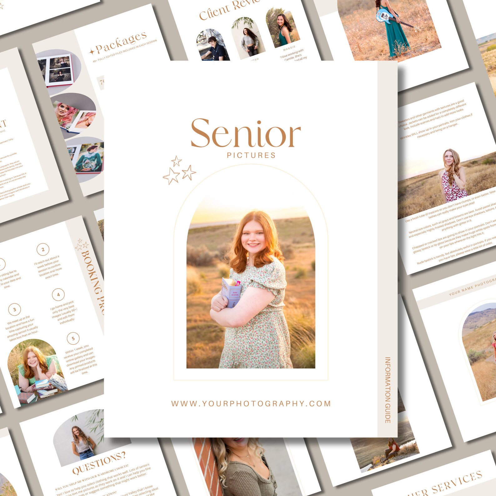 Senior Photography Guide, CANVA Template, Style Guide, Marketing ...