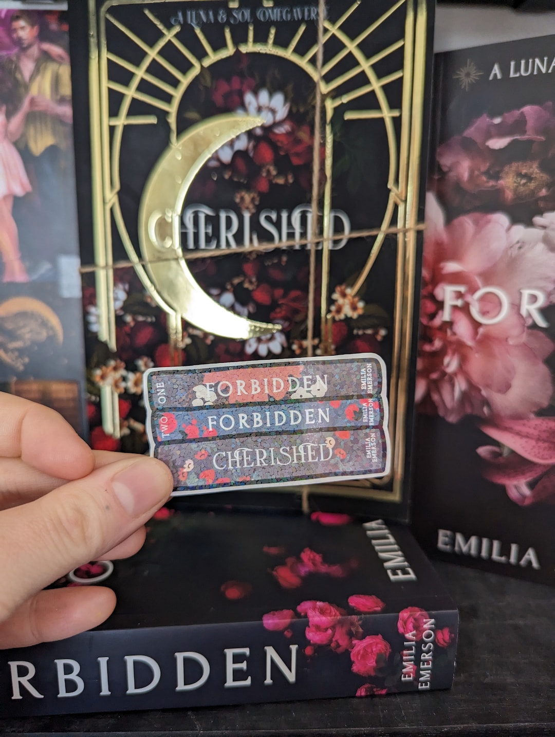 Emilia Emerson Book Stack Sticker// Forbidden, Cherished Luna and Sol ...