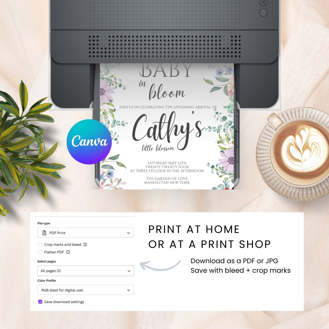 Editable Floral Welcome Sign Template, Baby in Bloom Baby Shower ...