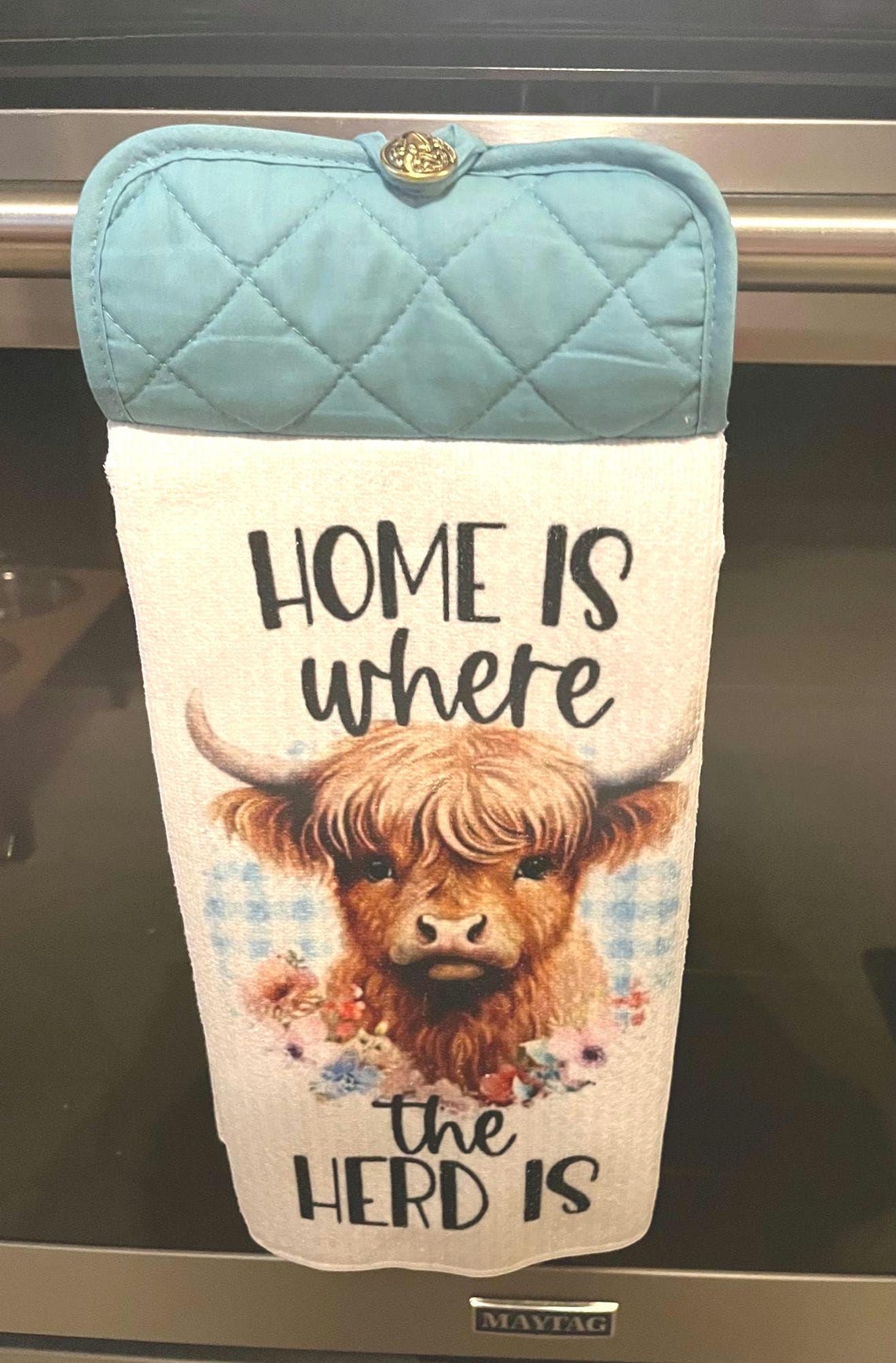 Handmade Highland Cow Oven Towel: Country Kitchen Decor - Etsy